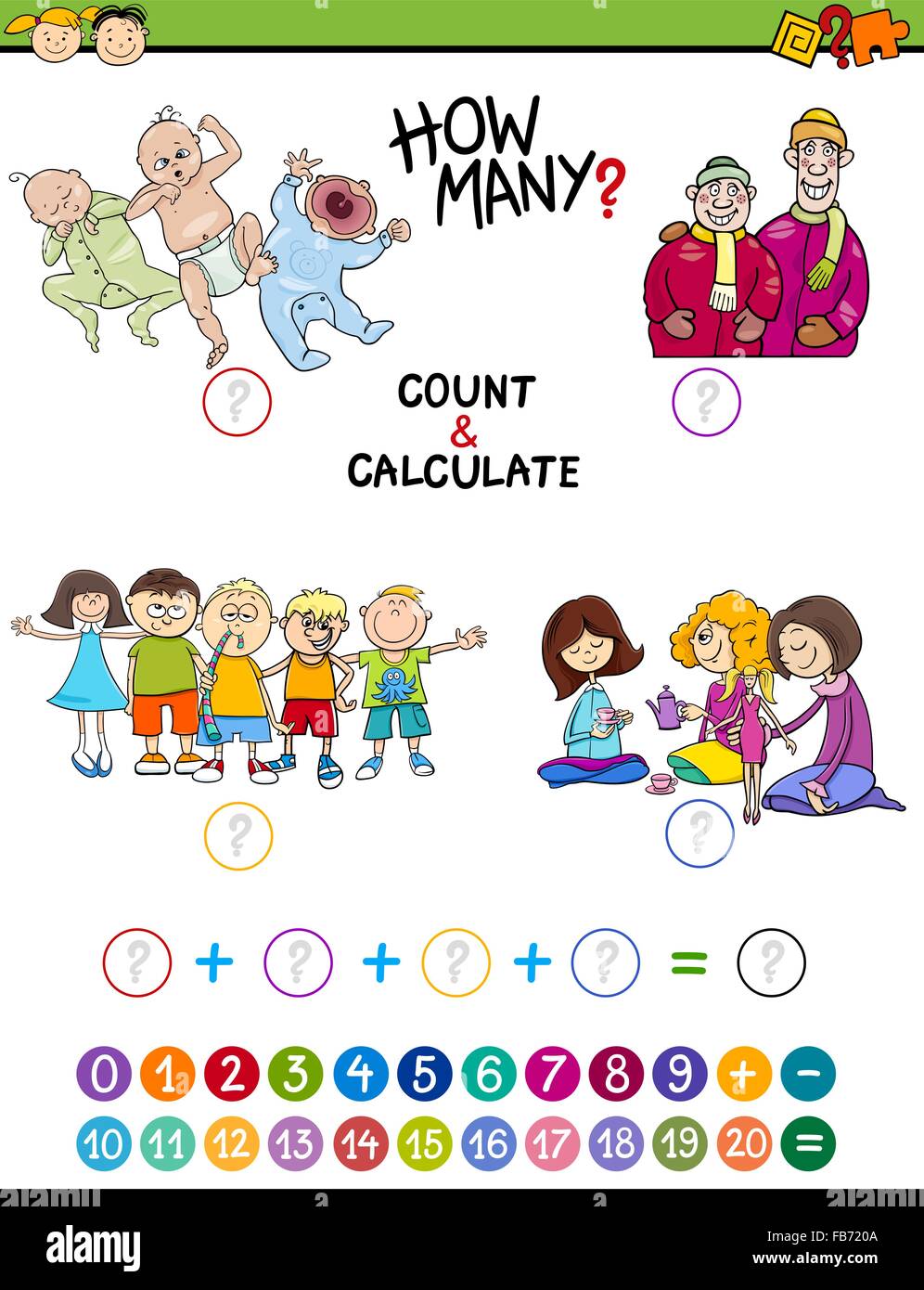 Cartoon Illustration of Educational Mathematical Count and Addition ...