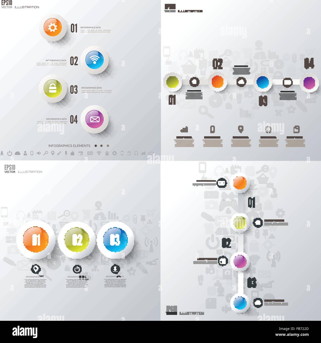 Set with infographics. Data and information visualization. Template ...