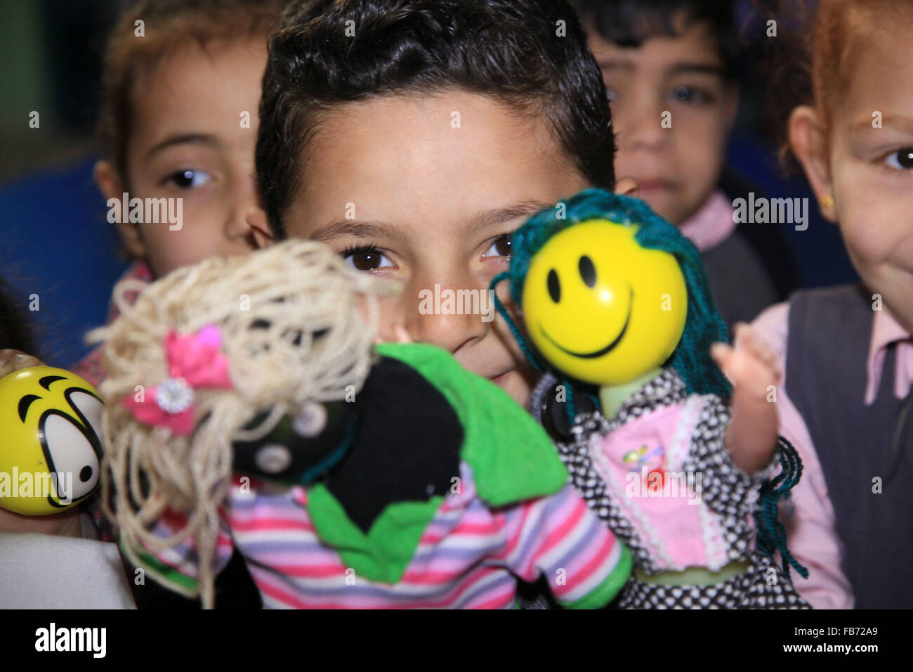 Gaza, Palestine. 11th Jan, 2016. Palestinian children playing in a ...