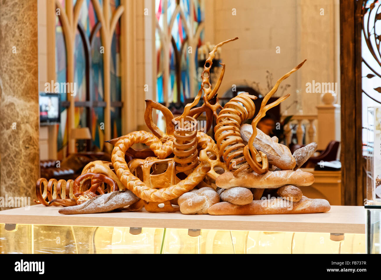 bakery with different kinds of bread, cakes and buns Stock Photo - Alamy