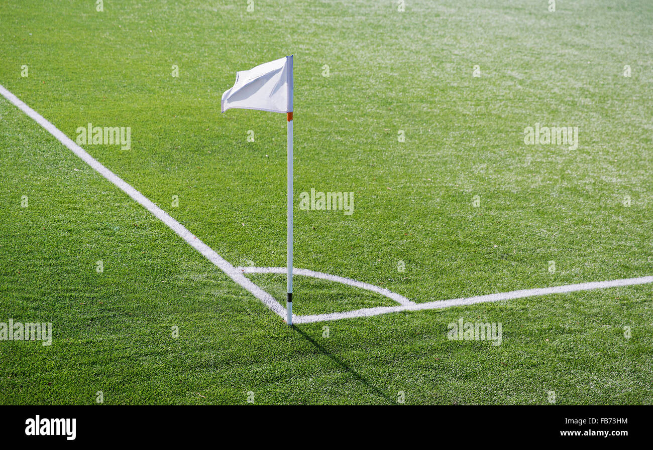 close up of football field corner with flag marker Stock Photo - Alamy