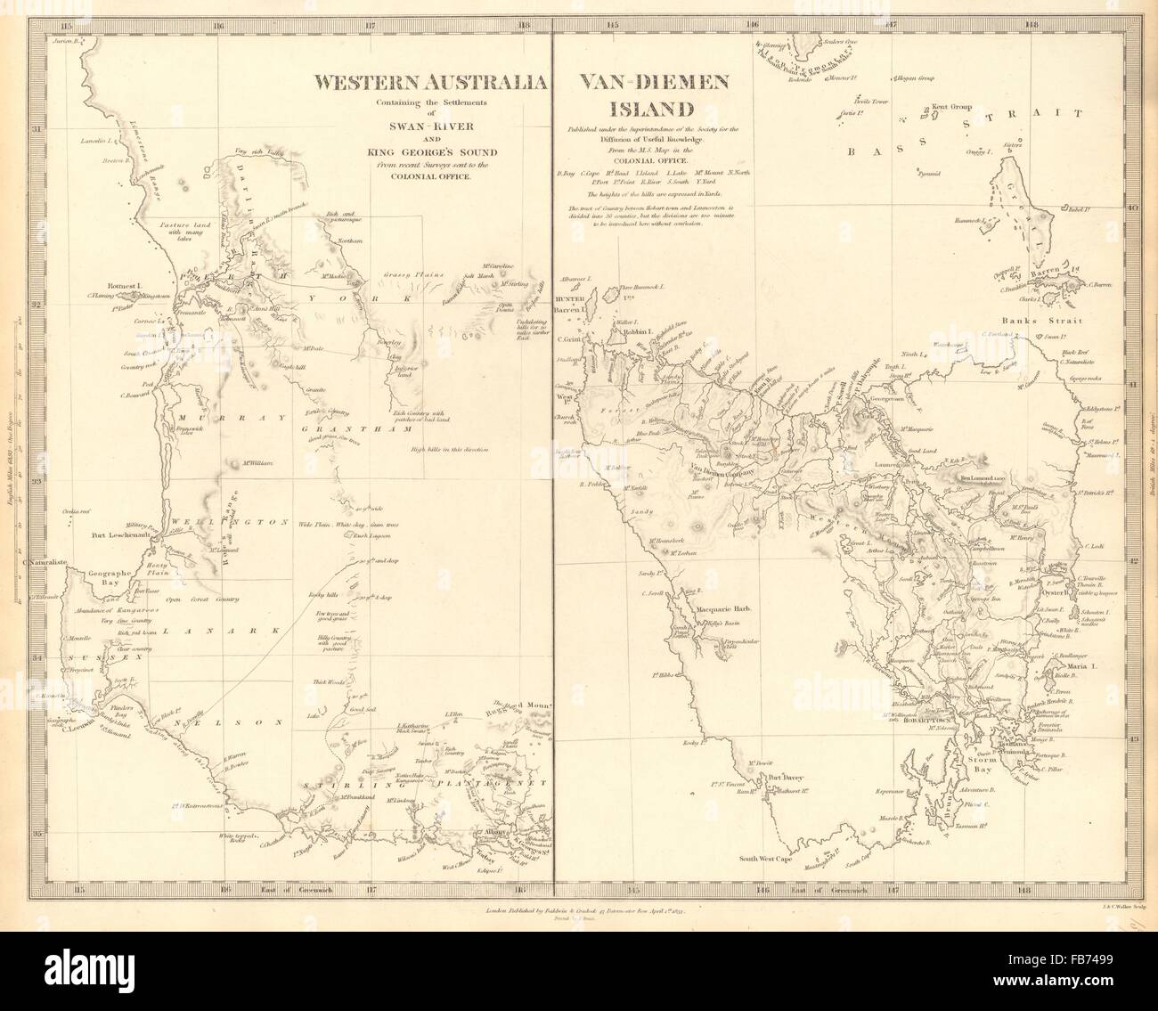 19th century van diemens land map hi-res stock photography and images ...