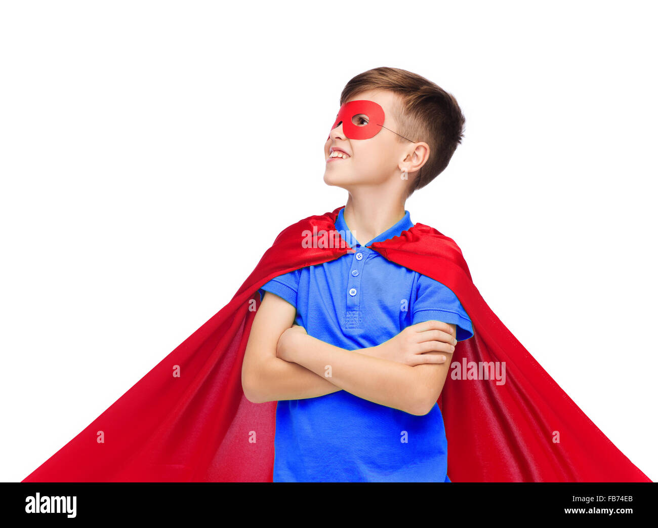 boy in red super hero cape and mask Stock Photo - Alamy