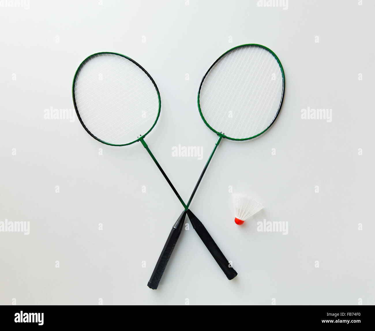 close up of badminton rackets with shuttlecock Stock Photo - Alamy