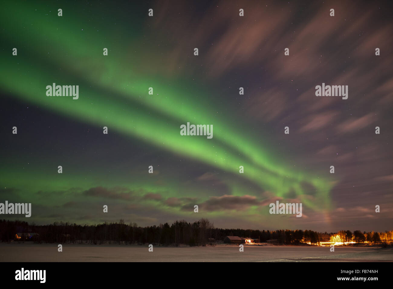Aurora Borealis over lake Inari Finland Stock Photo - Alamy