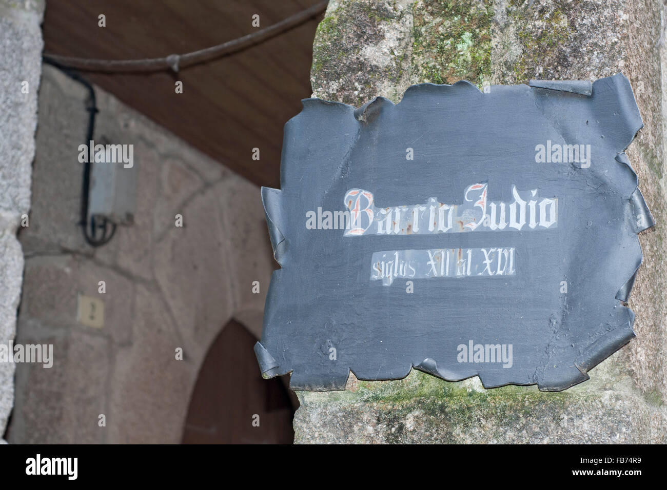 Jewish Quarter sign in Ribadavia. Galicia. Spain Stock Photo - Alamy