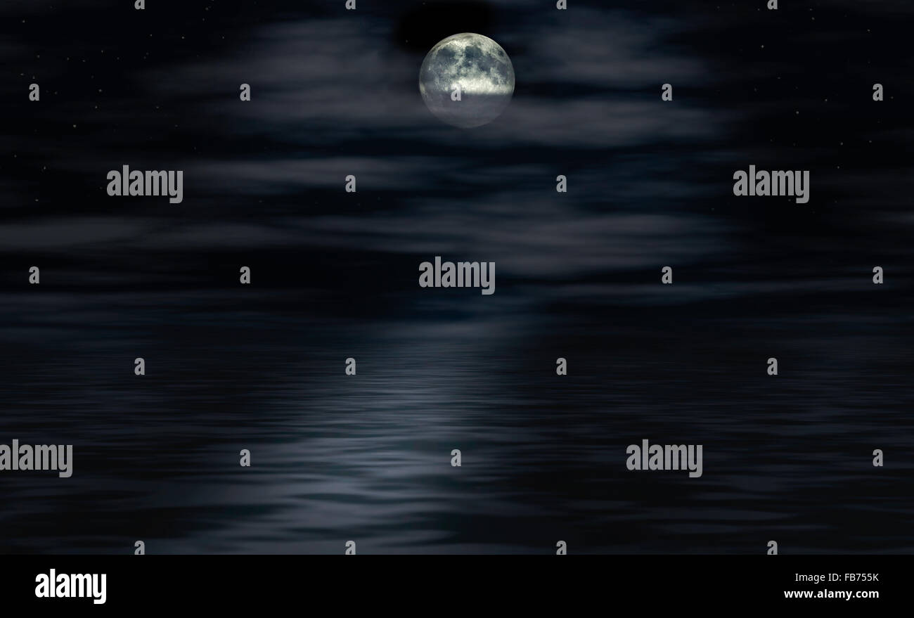 moon shines over water Stock Photo - Alamy