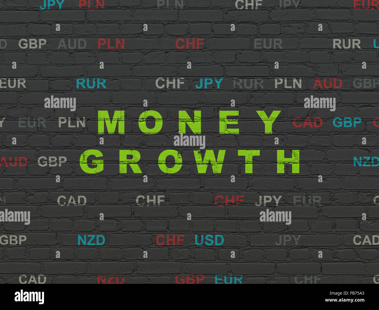 Banking concept: Money Growth on wall background Stock Photo - Alamy