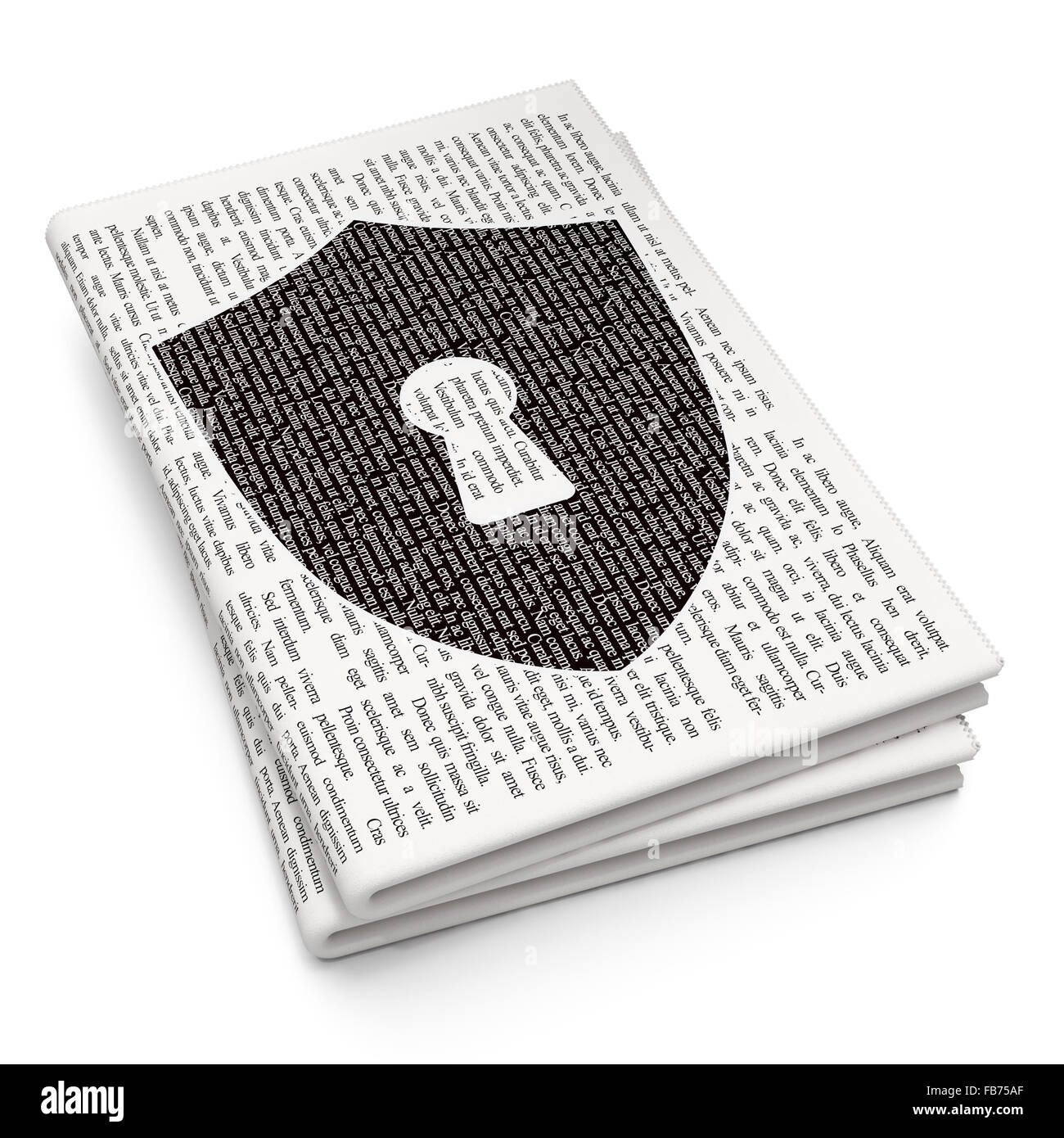 Privacy concept: Shield With Keyhole on Newspaper background Stock ...