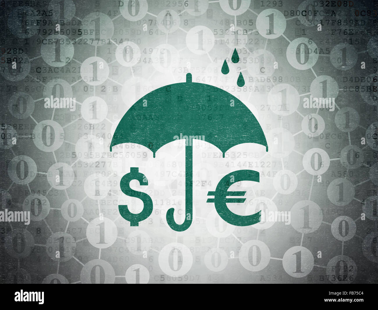 Safety concept: Money And Umbrella on Digital Paper background Stock ...