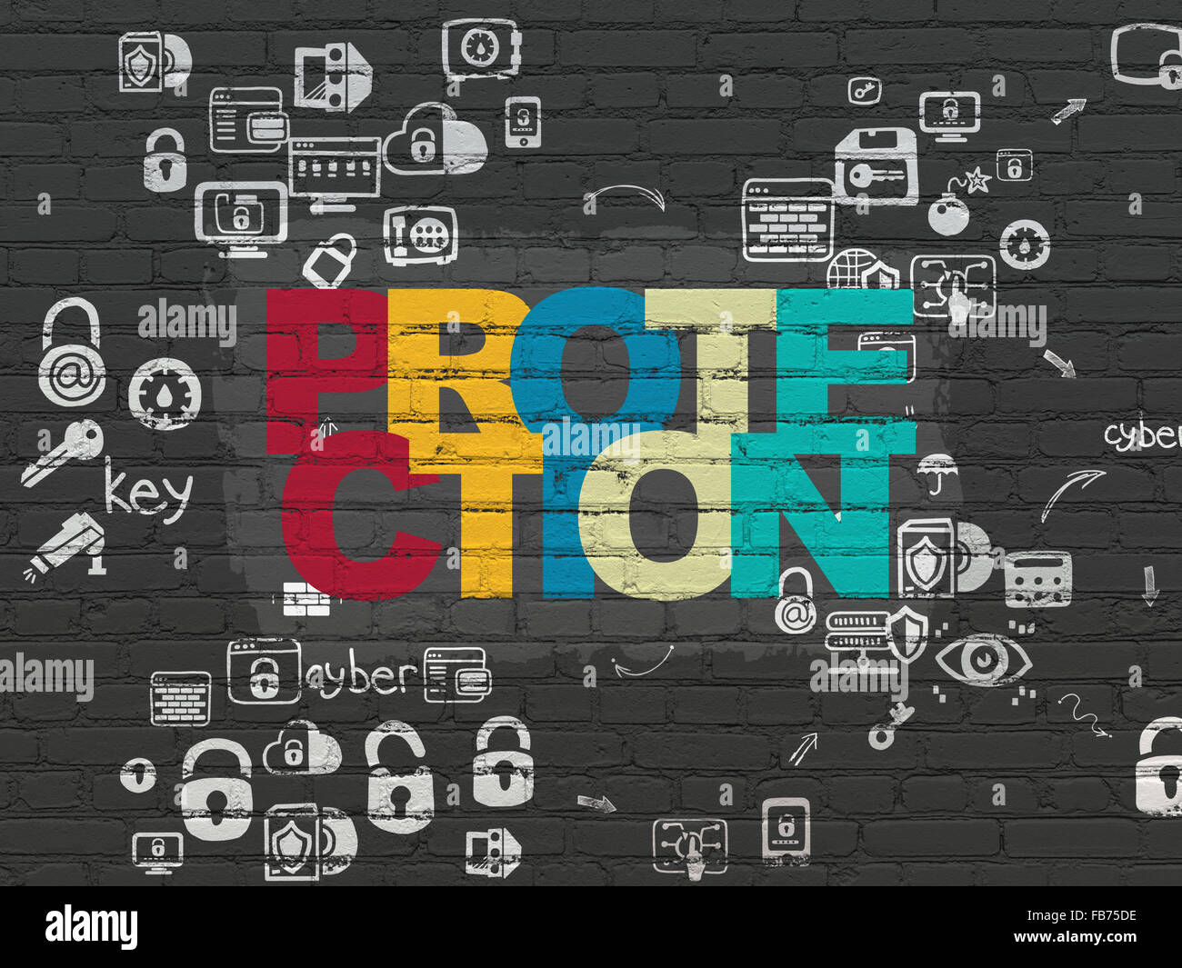 Safety concept: Protection on wall background Stock Photo - Alamy