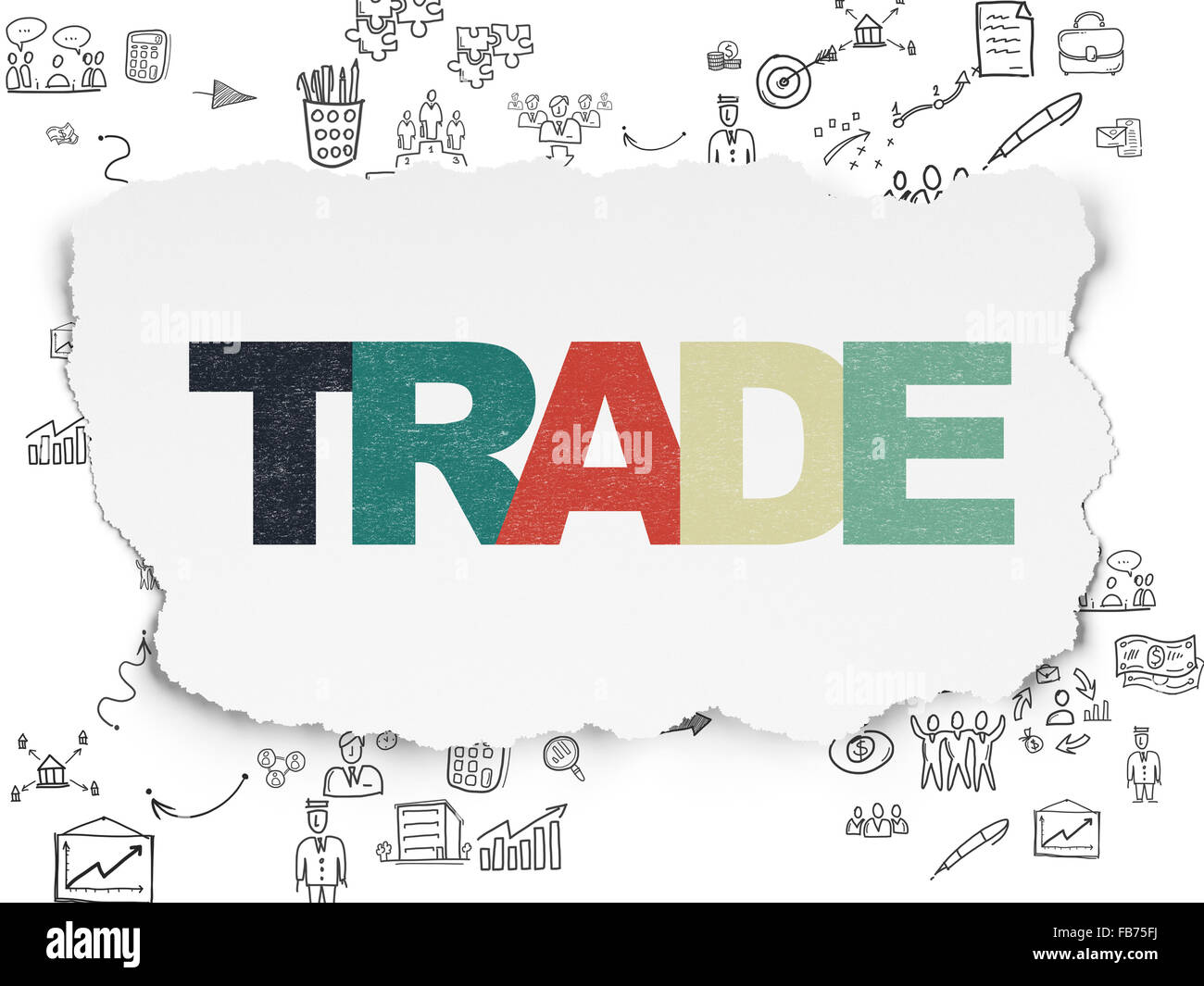 Business concept: Trade on Torn Paper background Stock Photo - Alamy