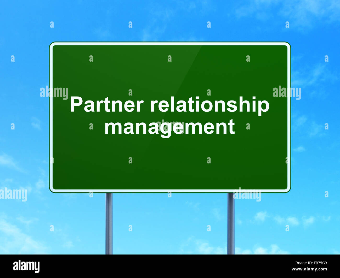 Business concept: Partner Relationship Management on road sign ...