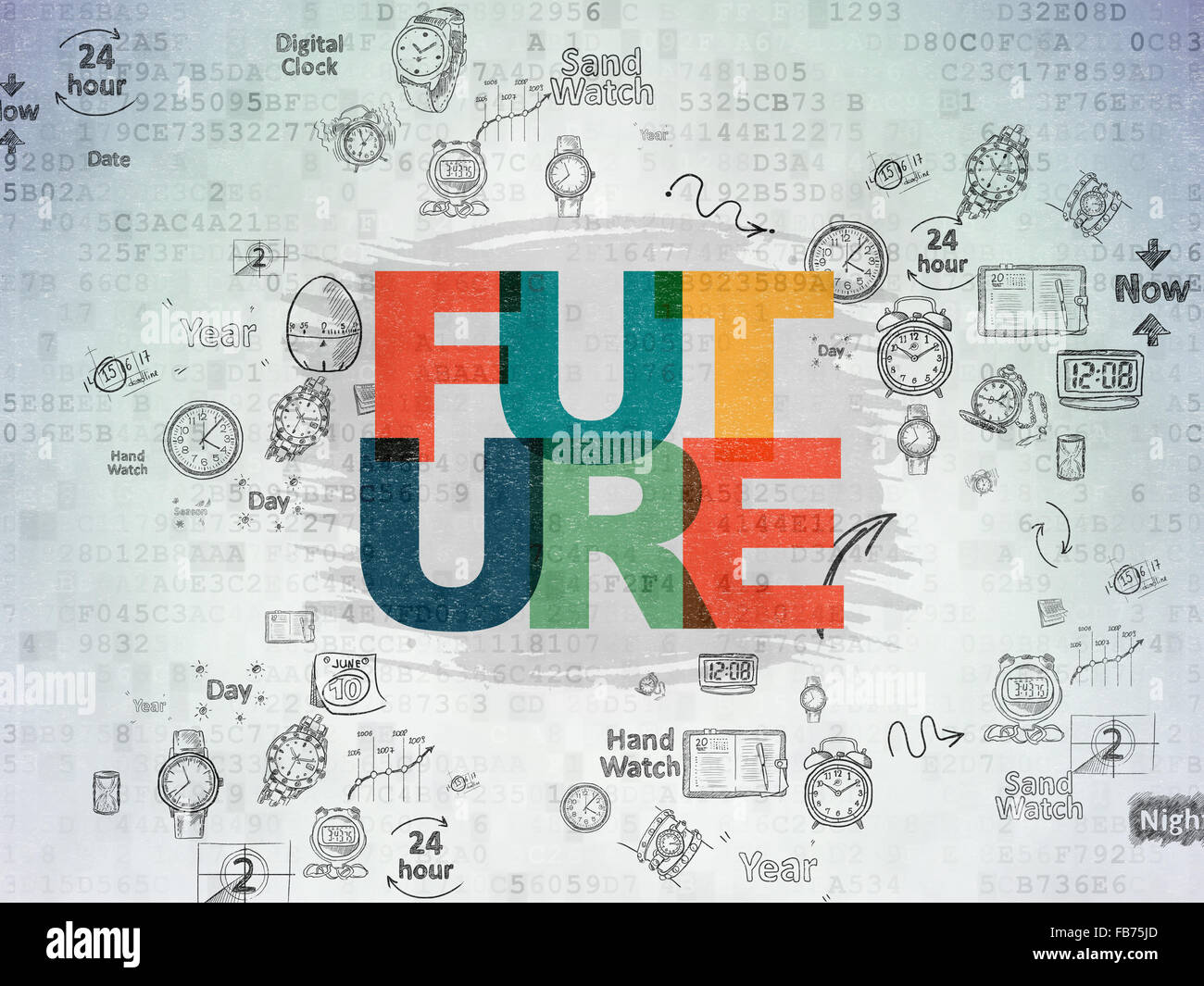 Time concept: Future on Digital Paper background Stock Photo - Alamy
