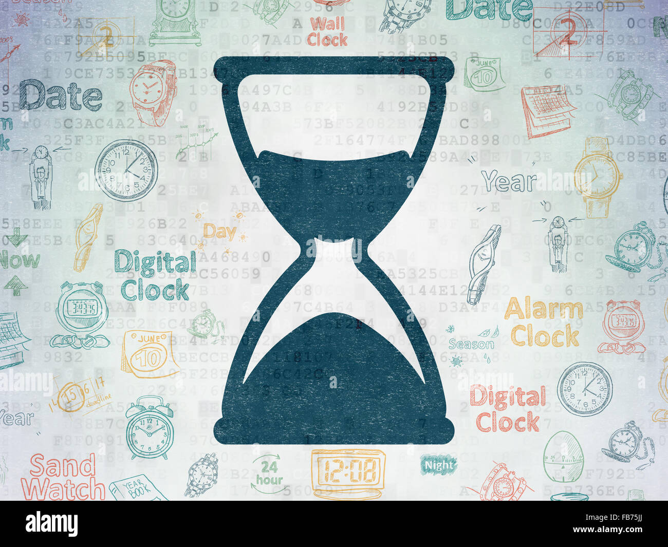 Time concept: Hourglass on Digital Paper background Stock Photo - Alamy