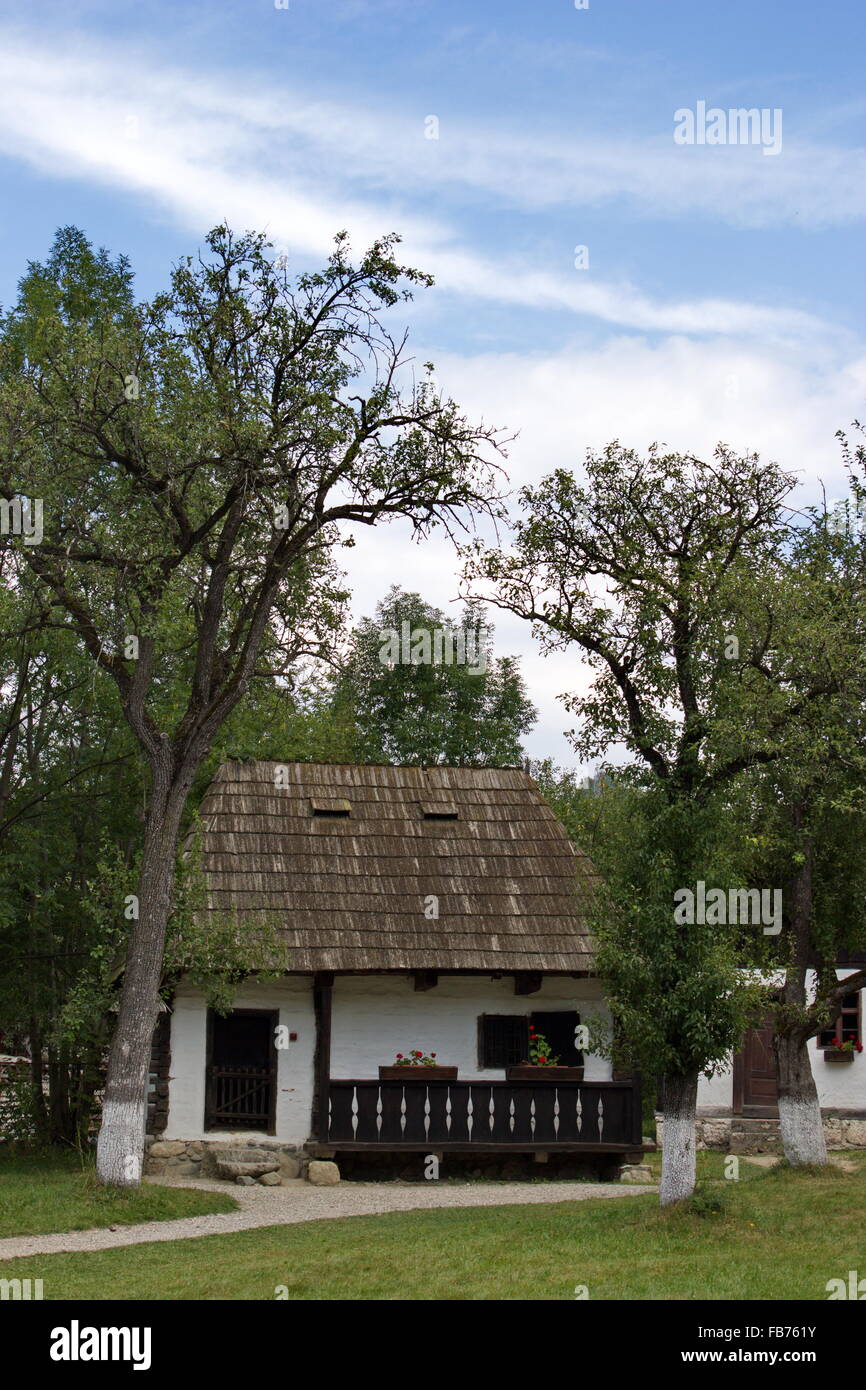traditional rural house in open air museum, Bran, Romania Stock Photo ...