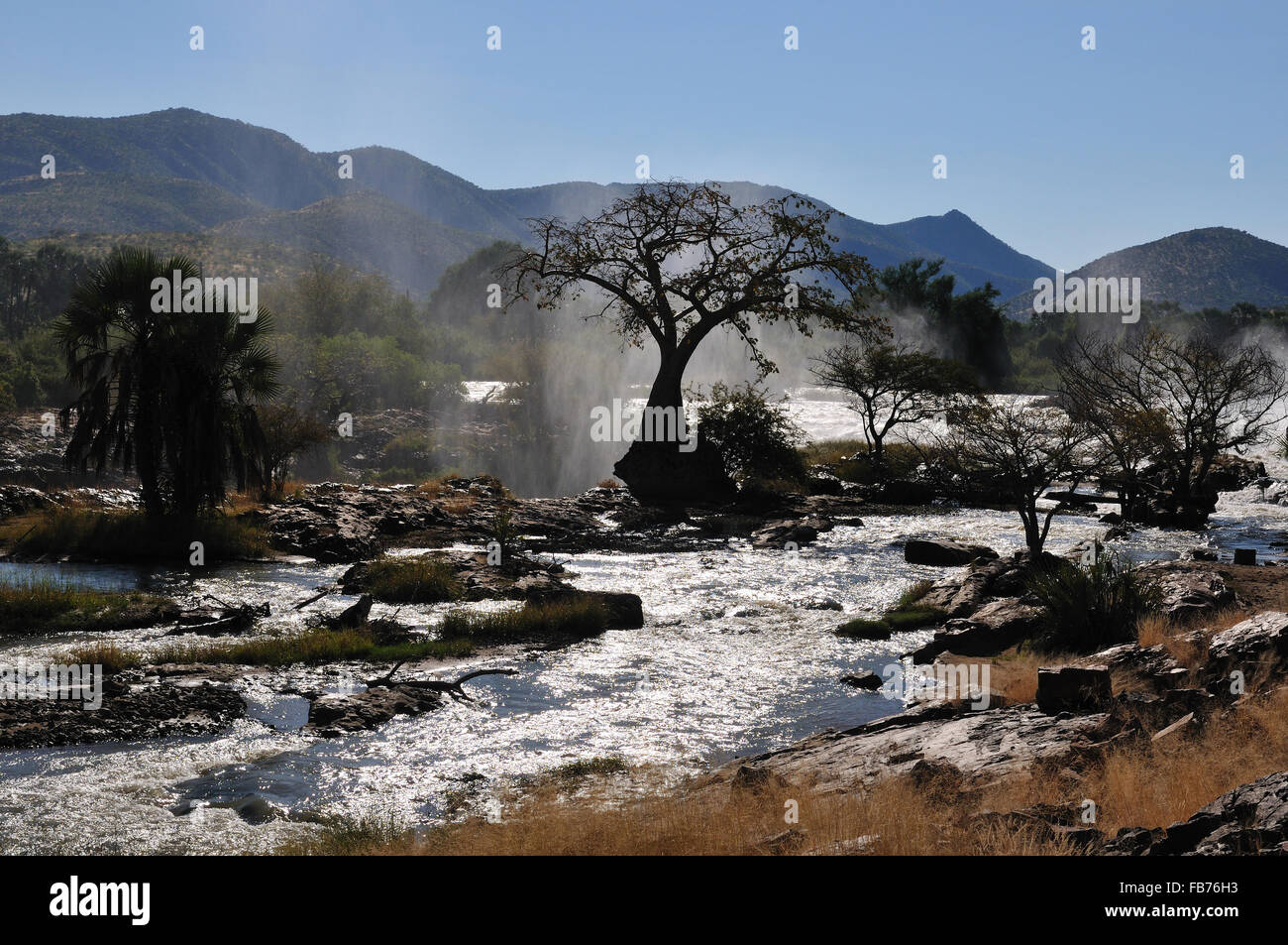 A small portion of the Epupa waterfalls, Namibia at sunrise Stock Photo ...
