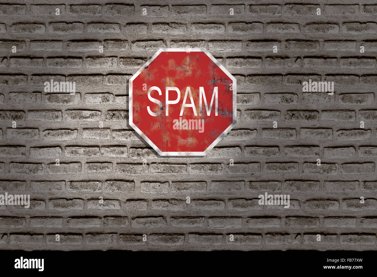 3d rendering of a spam traffic sign on brick wall.Illustration Stock ...