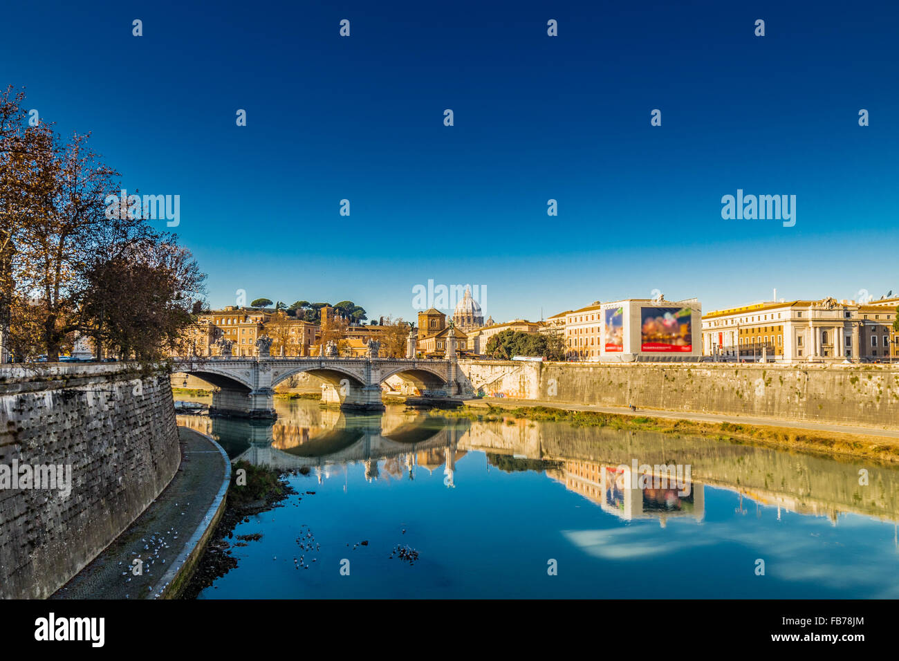 view of the river Tiber, trees, ancient palaces, monuments of ancient ...