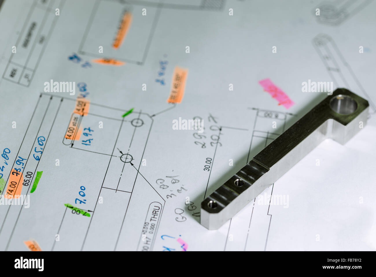 Ready CNC metal detail on technical drawing sketch with measures Stock ...