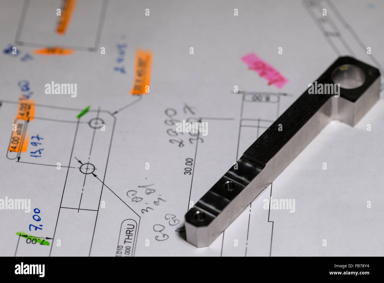 Ready CNC metal detail on technical drawing sketch with measures Stock ...