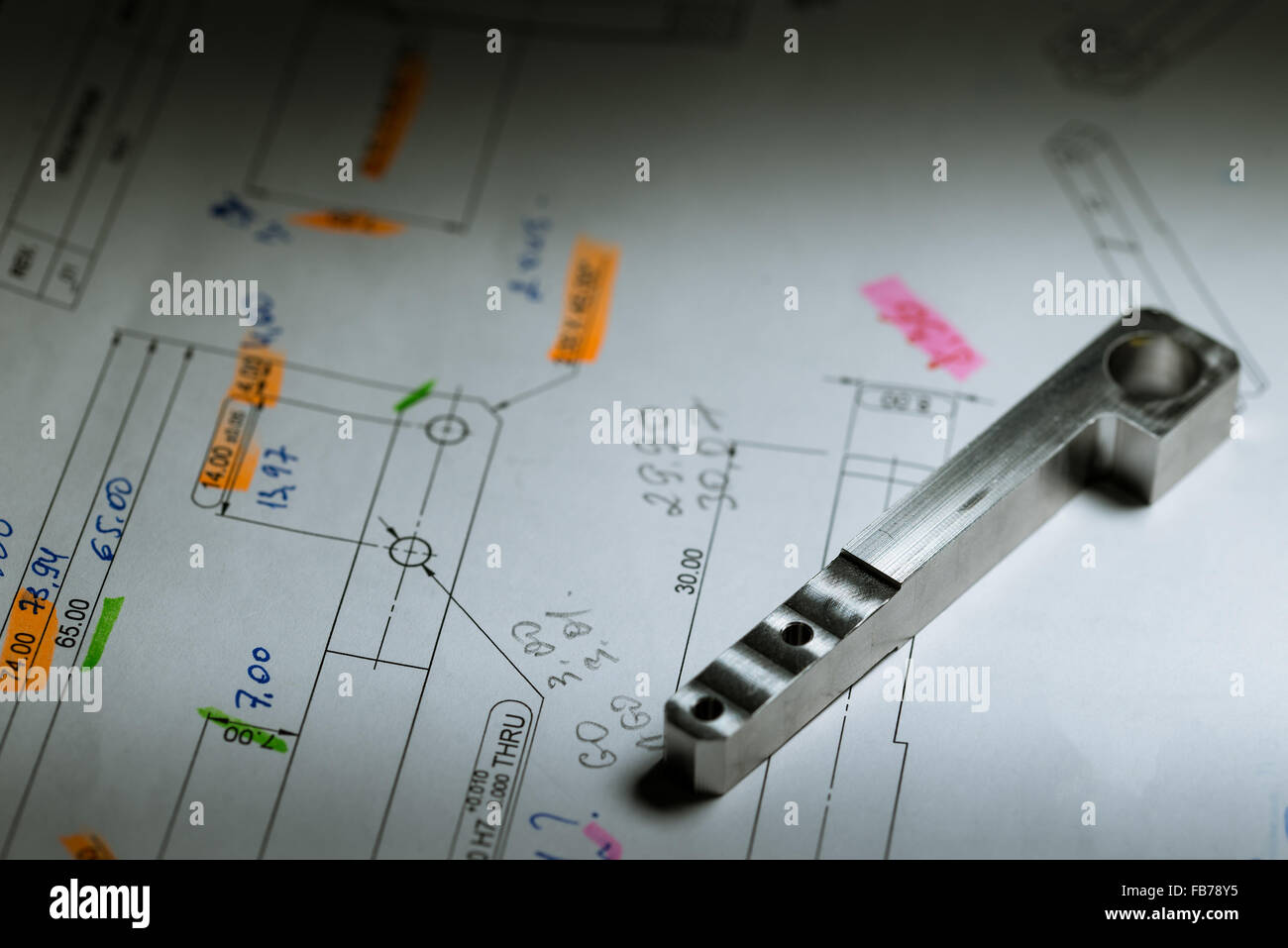 Ready CNC metal detail on technical drawing sketch with measures Stock ...