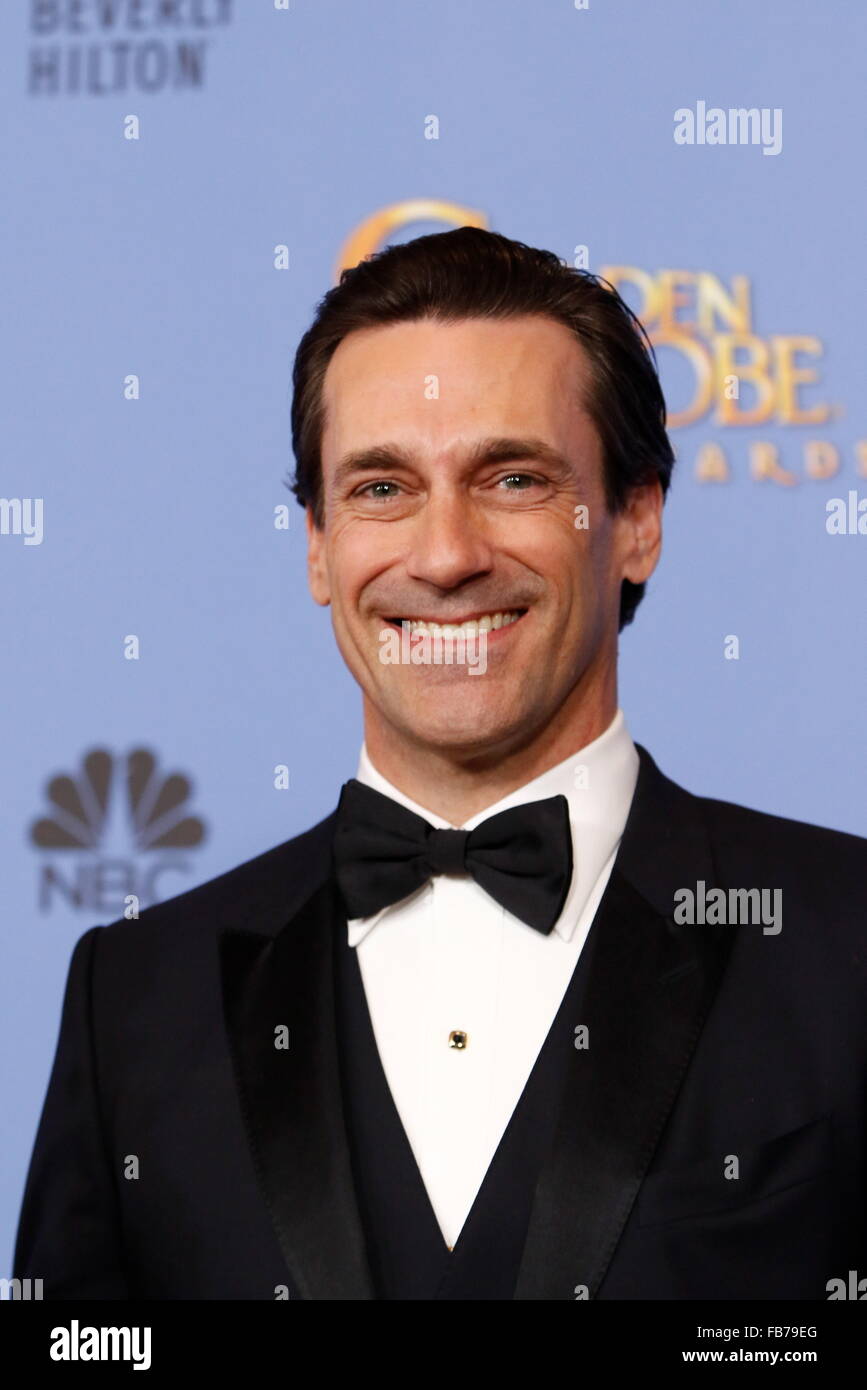 Actor Jon Hamm poses in the press room of the 73rd Annual Golden Globe ...