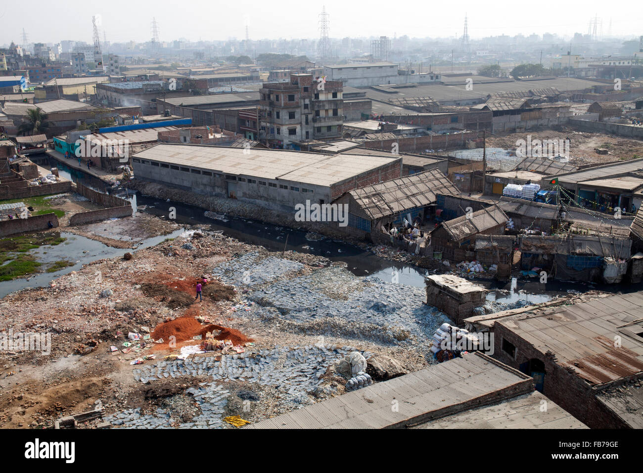 Dhaka, Bangladesh. 11th January, 2016. Areal shot of Hazaribagh Tannery ...