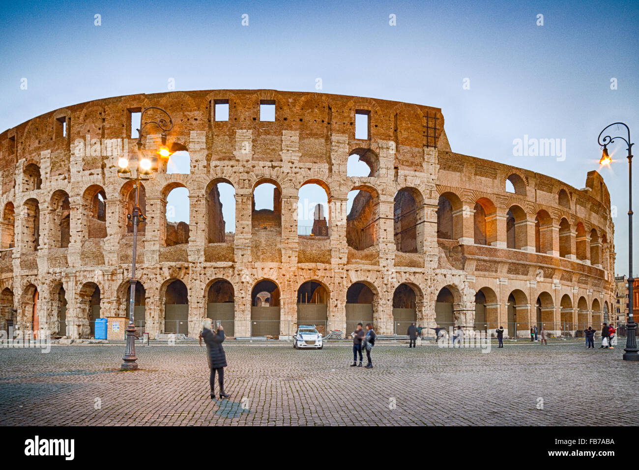 walls and arches of Roman amphitheater, the Coliseum in Rome, Italy ...
