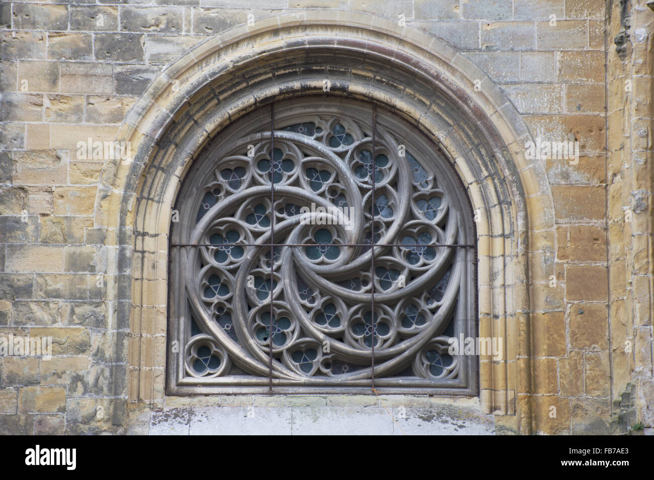 Spiral tracery in window of Bayonne Cathedral, France Stock Photo - Alamy