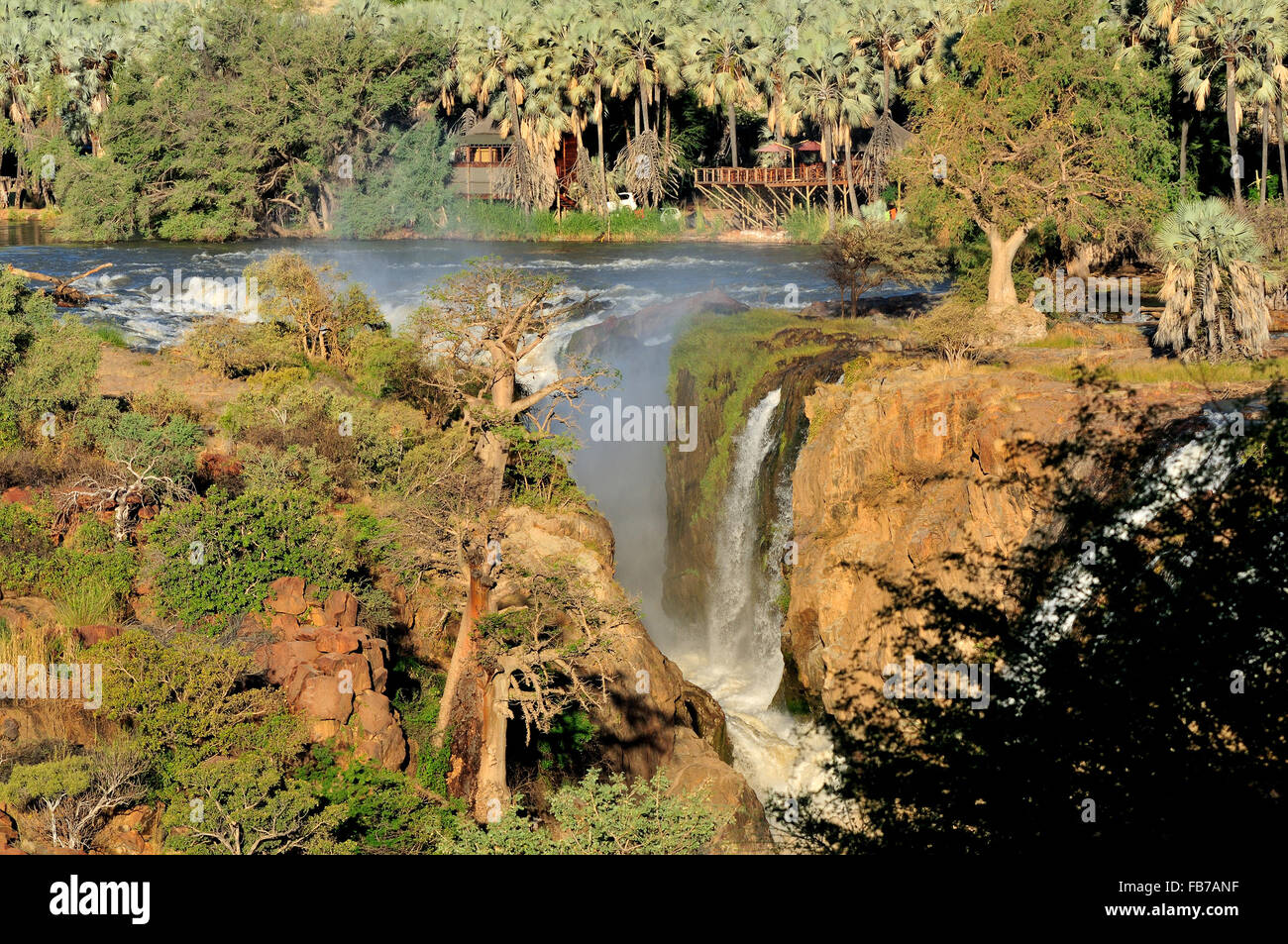 Small portion of the Epupa waterfalls in the Kunene river on the border ...
