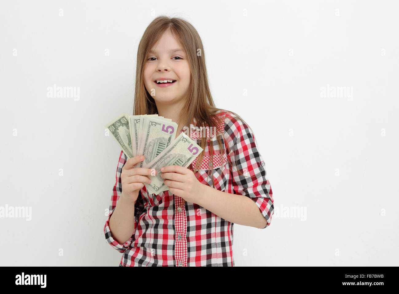 Beautiful kid and cash money Stock Photo - Alamy