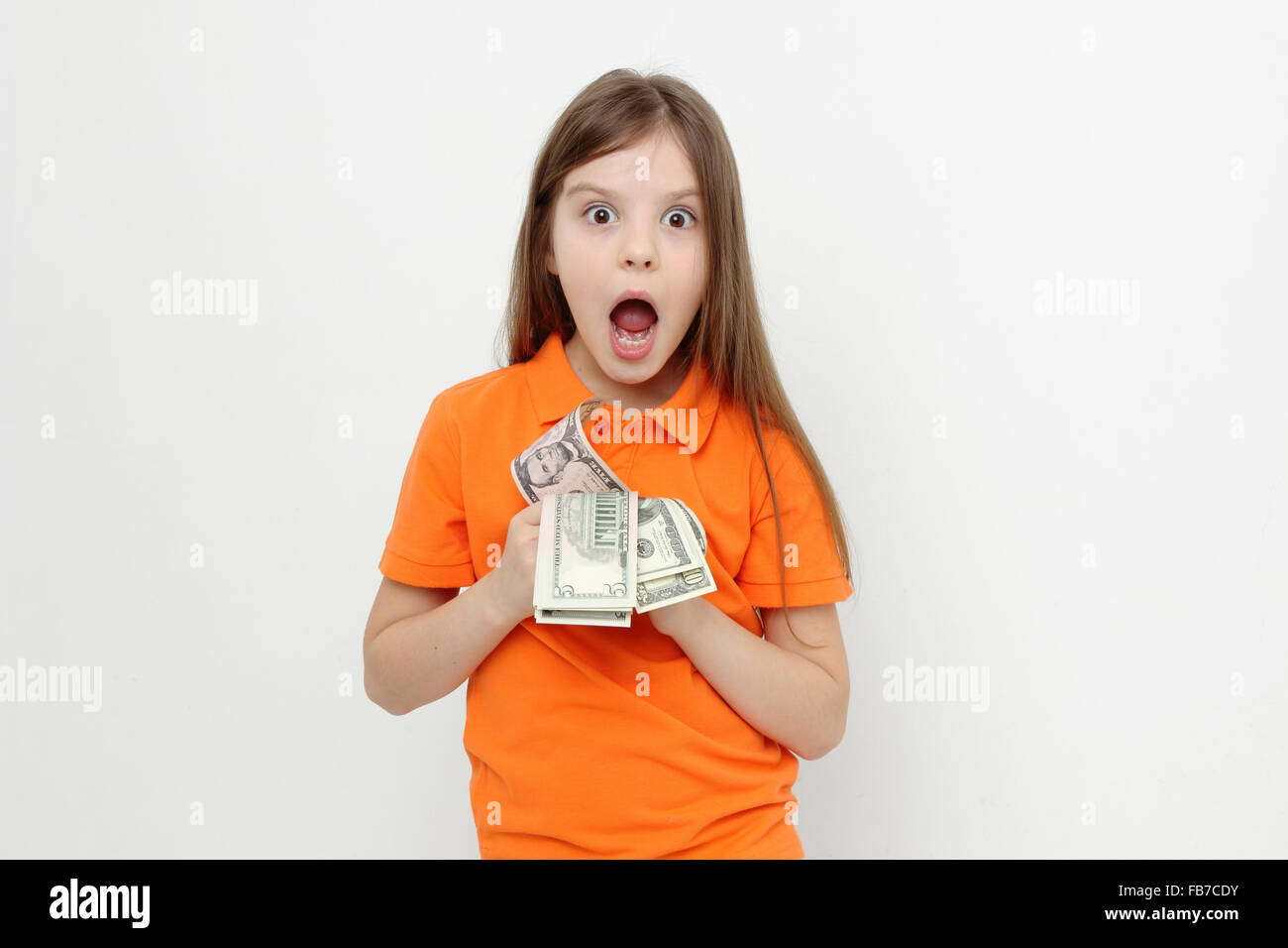 Beautiful kid and cash money Stock Photo - Alamy