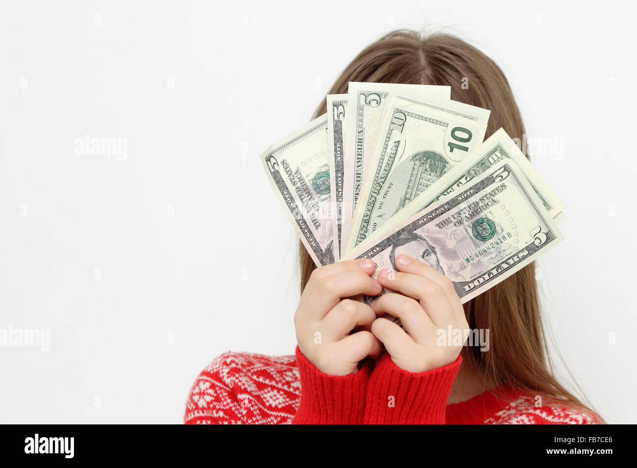 Beautiful kid and cash money Stock Photo - Alamy