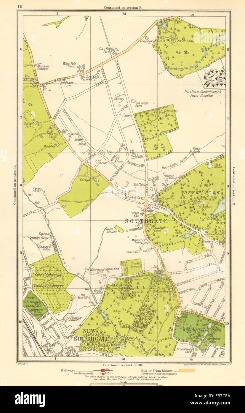 LONDON: Southgate, New Southgate, Arnos Grove, West Enfield, 1923 ...