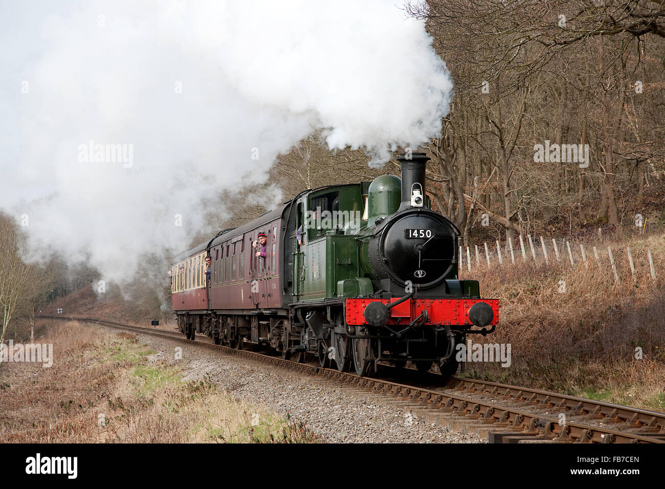 BR 0-4-2T '14xx' No. 1450 passes Northwood Lane on the Severn Valley ...