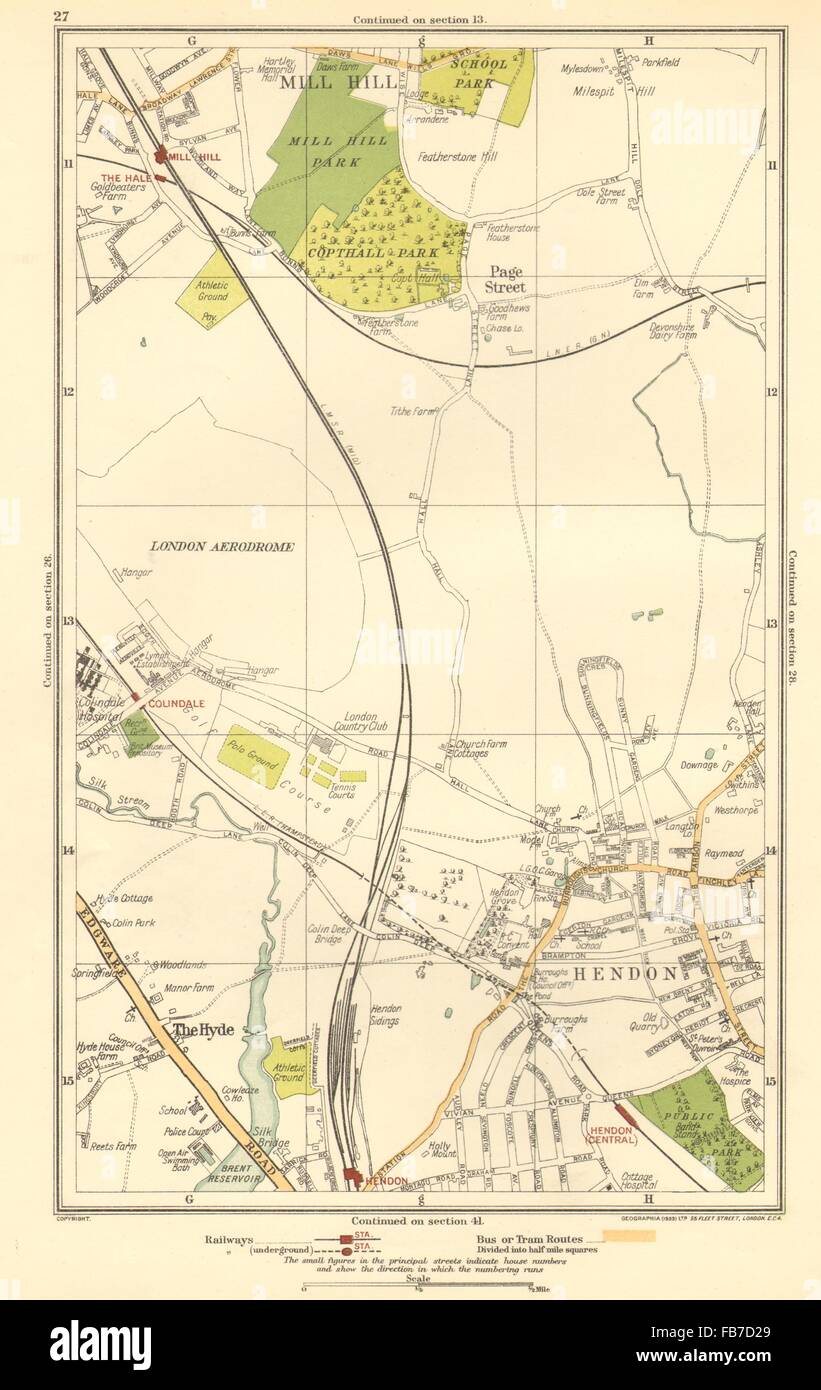 HENDON: The Hyde, Mill Hill, Colindale, Edgware, Southfields, 1923 ...