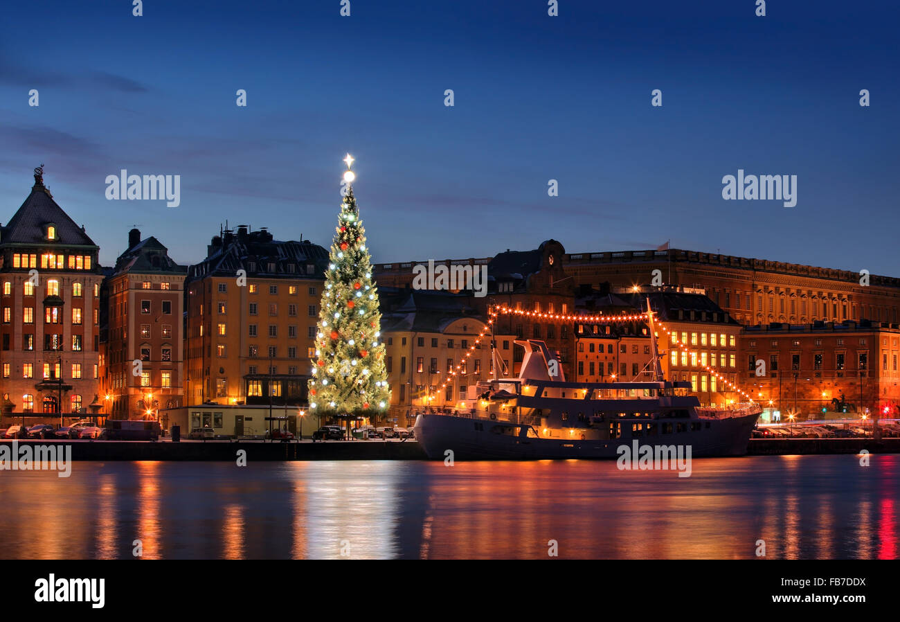 Stockholms old city with christmas tree Stockholms old city with ...
