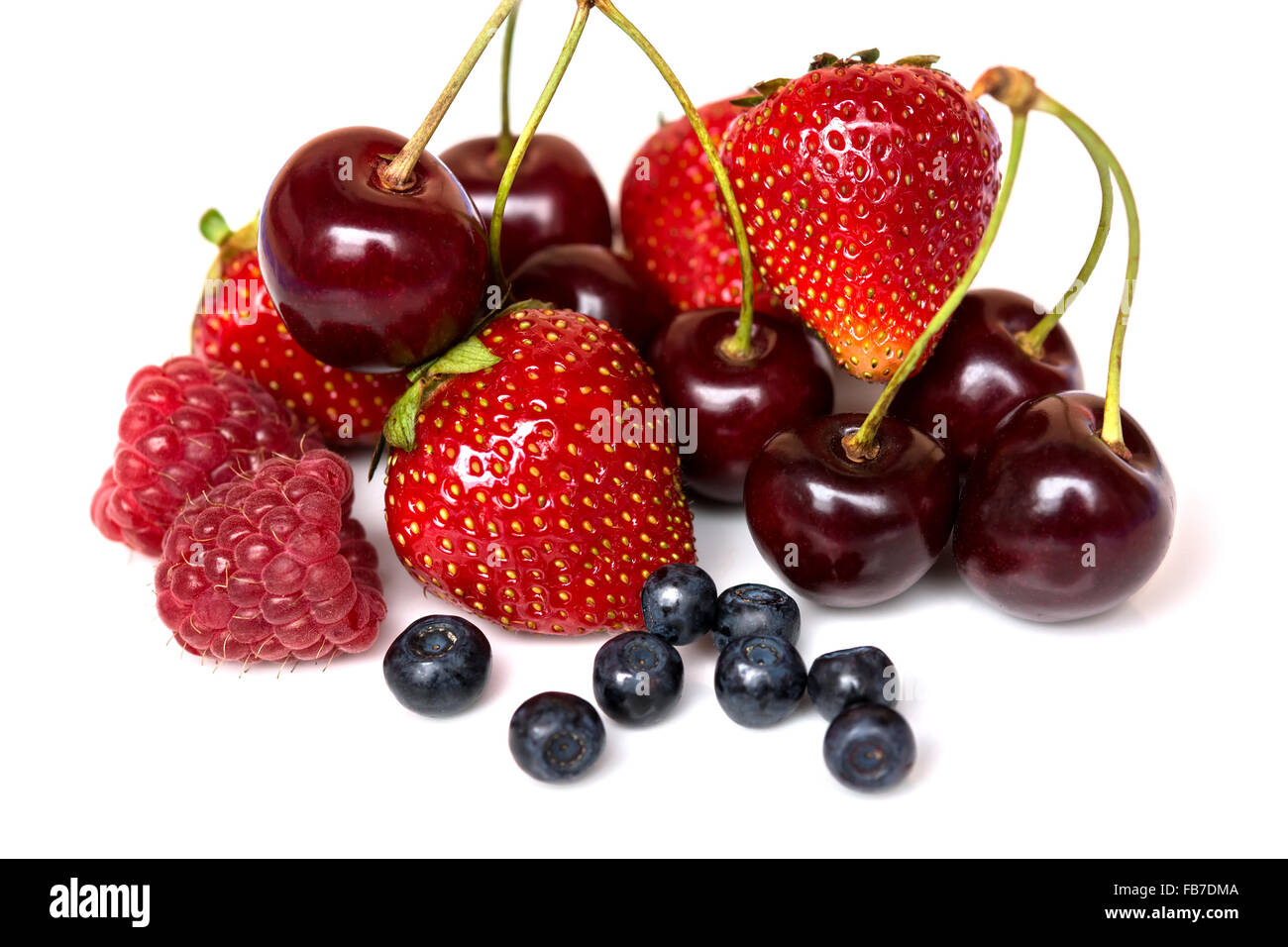 Strawberry, cherry, raspberry and blueberry isolated on white ...