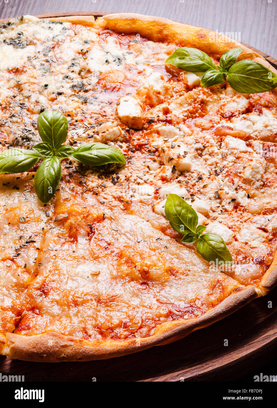 Pizza - four cheeses Stock Photo - Alamy