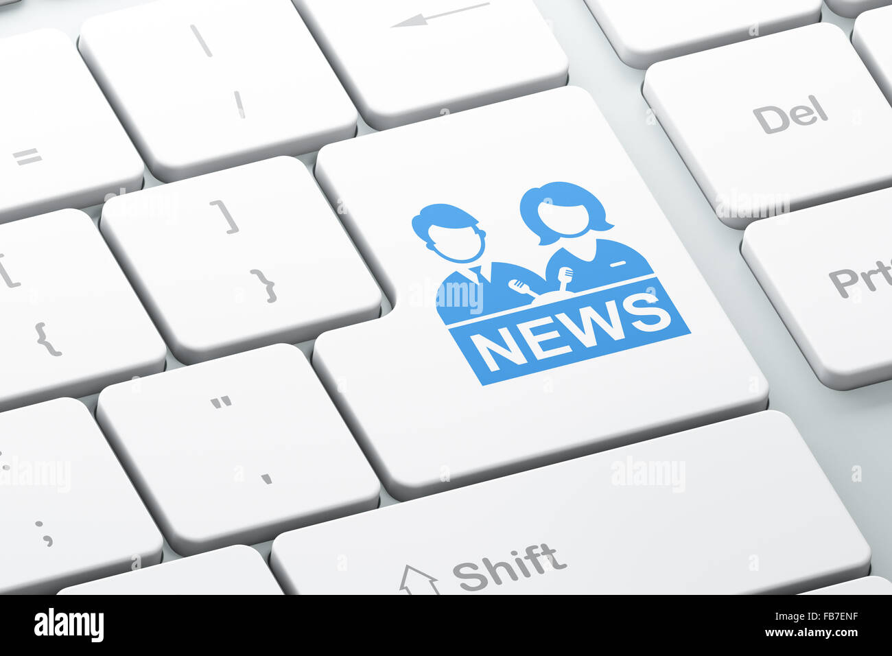 News concept: Anchorman on computer keyboard background Stock Photo - Alamy