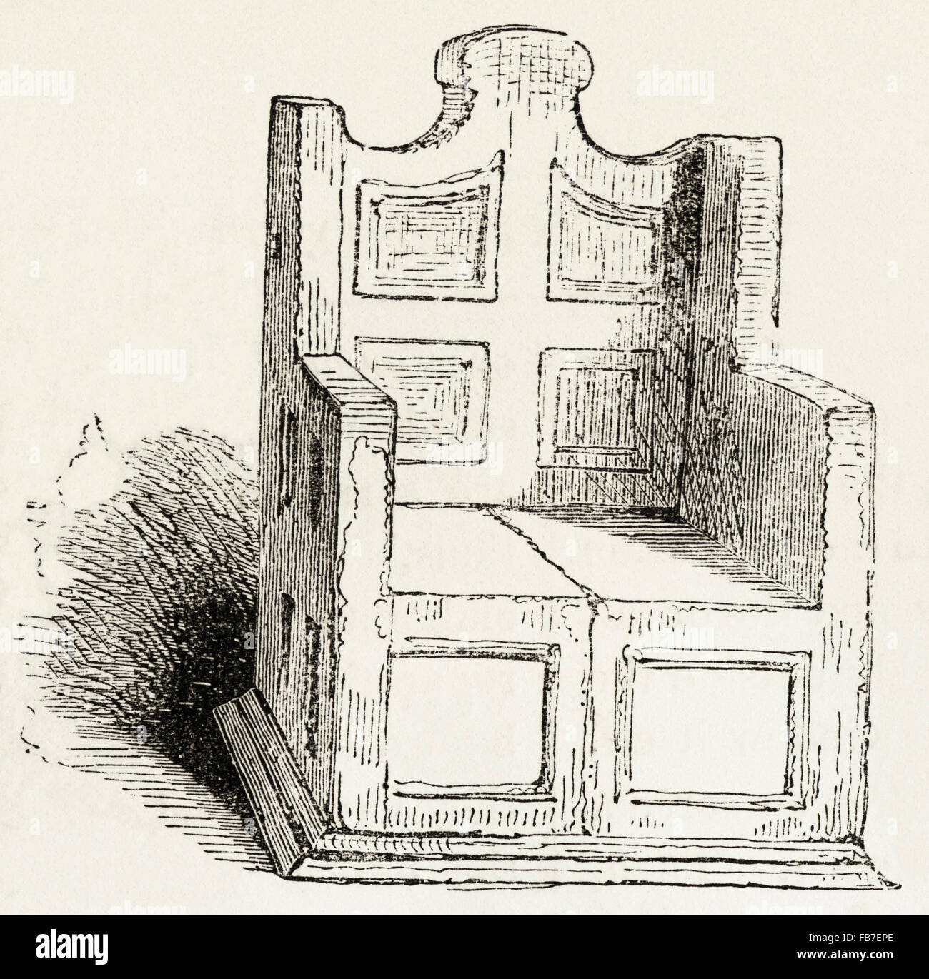 Archiepiscopal Chair in Canterbury Cathedral. Victorian woodcut ... Archiepiscopal Chair in Canterbury Cathedral. Victorian woodcut ...