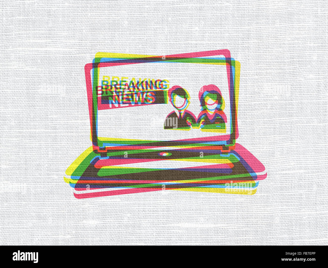 News concept: Breaking News On Laptop on fabric texture background ...
