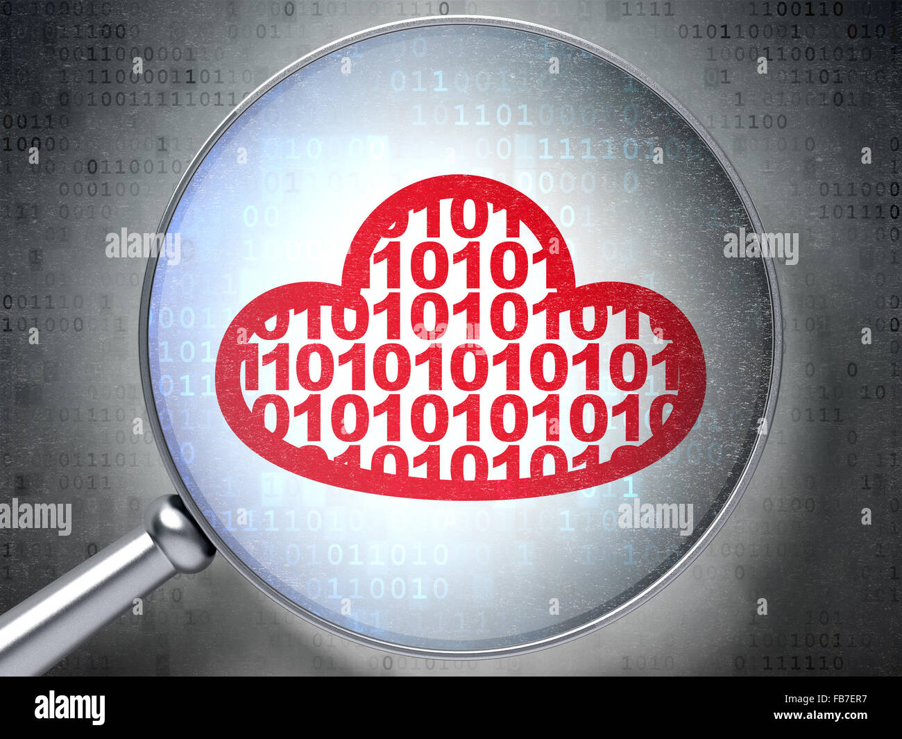 Cloud technology concept: Cloud With Code with optical glass on digital ...