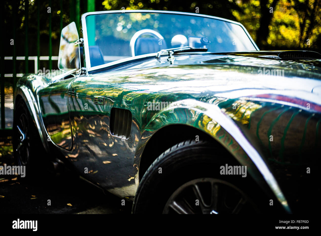 aluminum body convertible AC Cobra front passenger side view showing ...