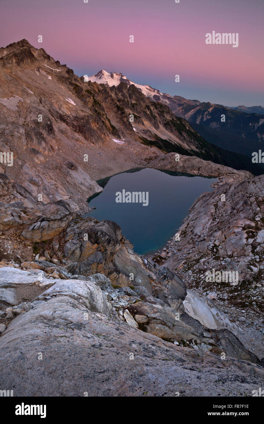 WASHINGTON - Dawn view over Triad Lake to Glacier Peak from the High ...