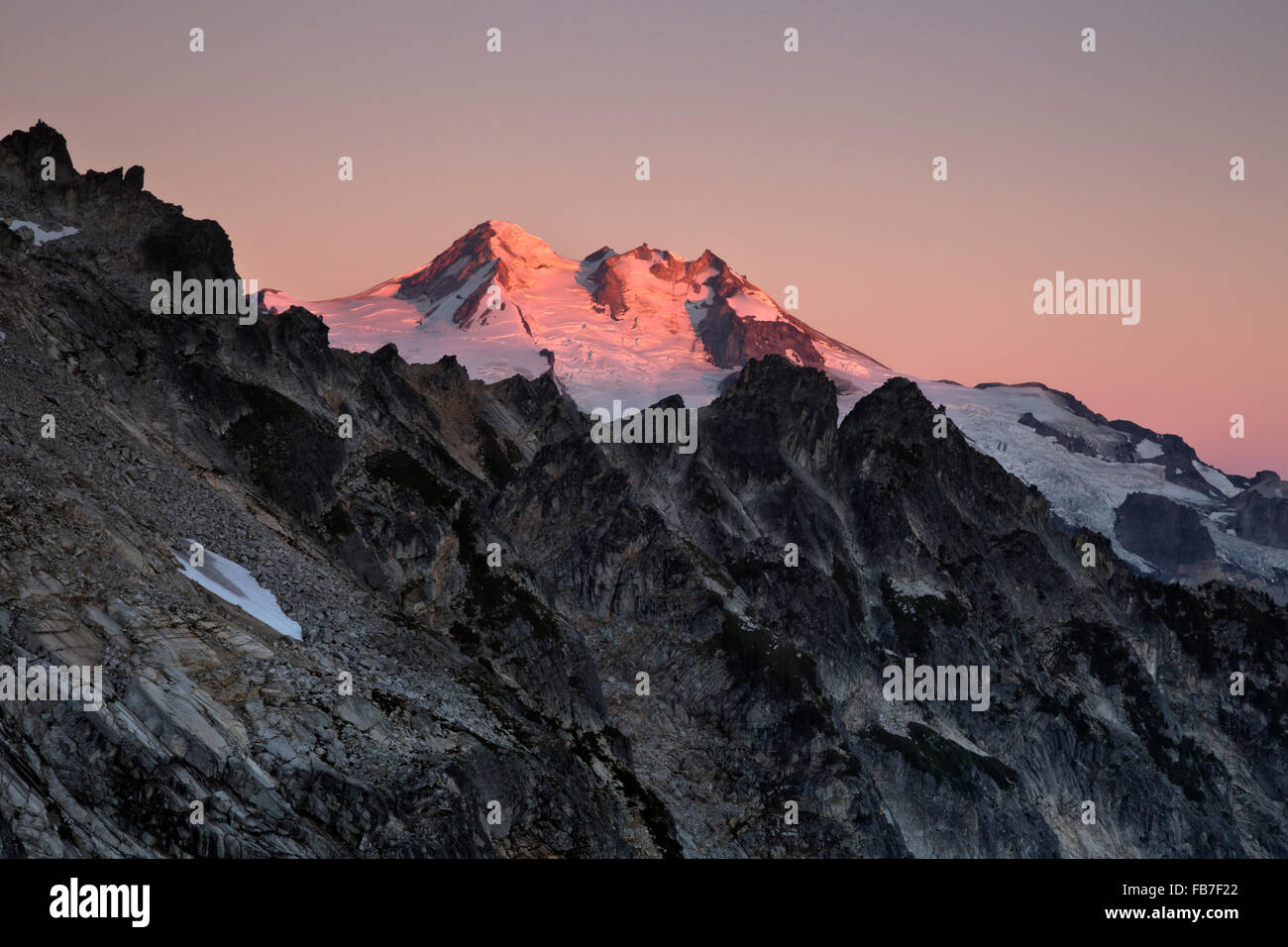 WASHINGTON - Sunrise on Glacier Peak from High Pass area of the Glacier ...