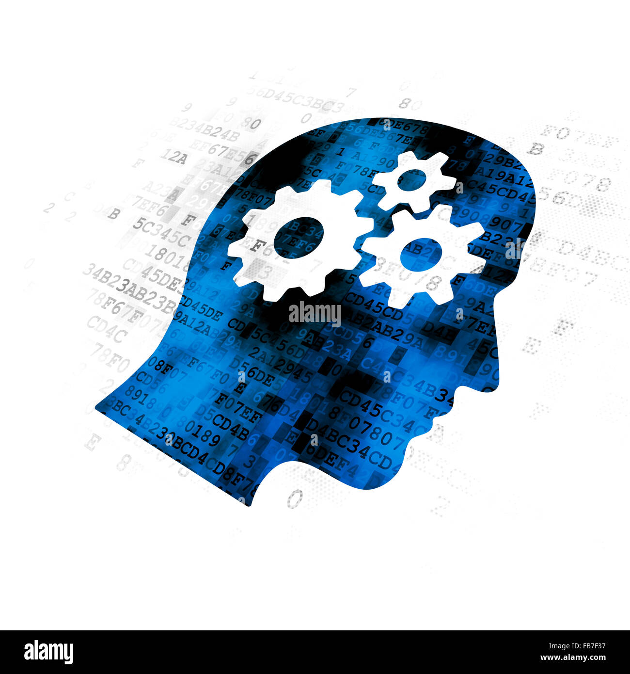 Learning concept: Head With Gears on Digital background Stock Photo - Alamy