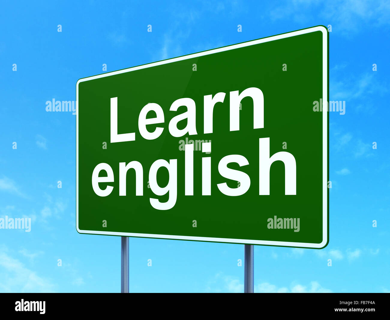 Education concept: Learn English on road sign background Stock Photo ...