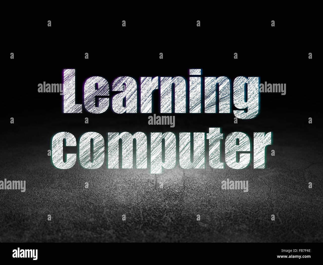 Studying concept: Learning Computer in grunge dark room Stock Photo - Alamy